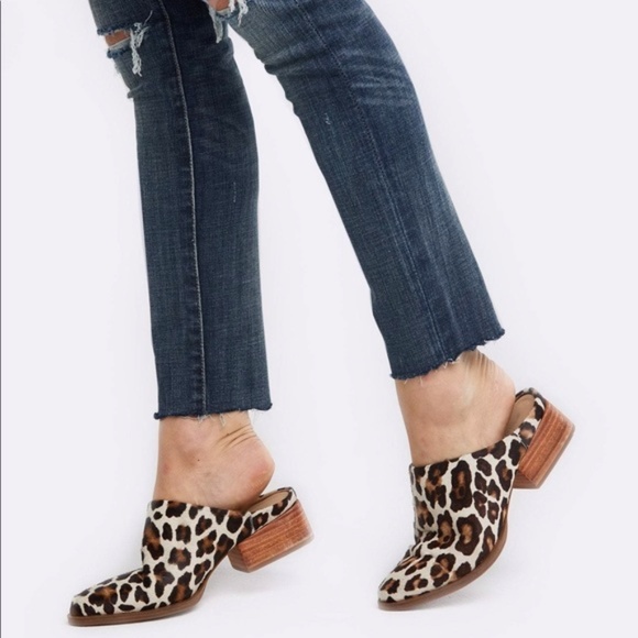 Able | Shoes | Able Miriam Leopard Animal Print Calf Hair Mules Shoes ...